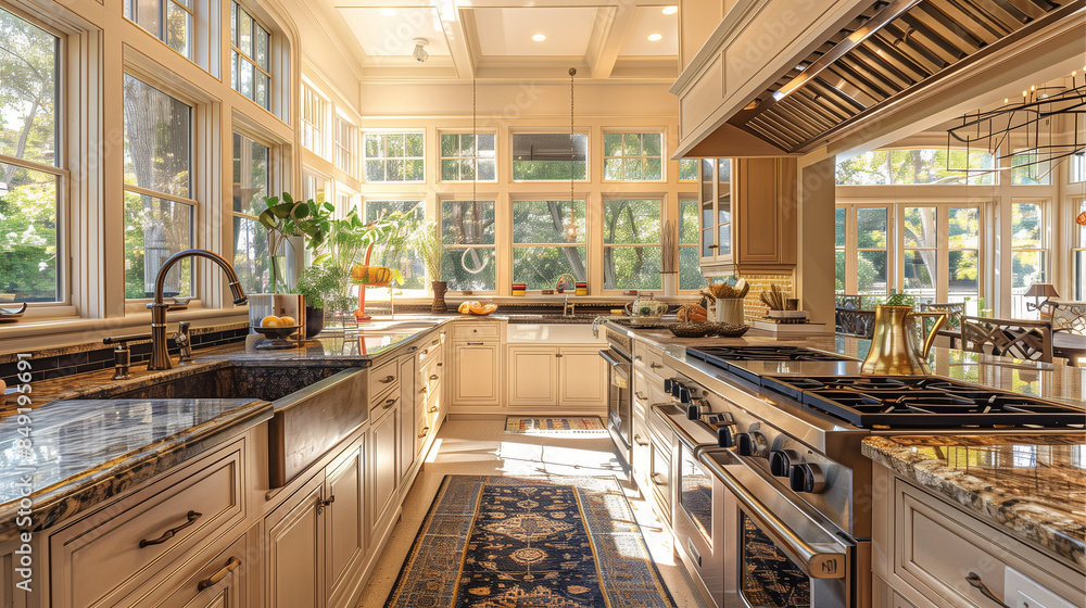 interior of modern kitchen. Luxury organic kitchen which has old ...