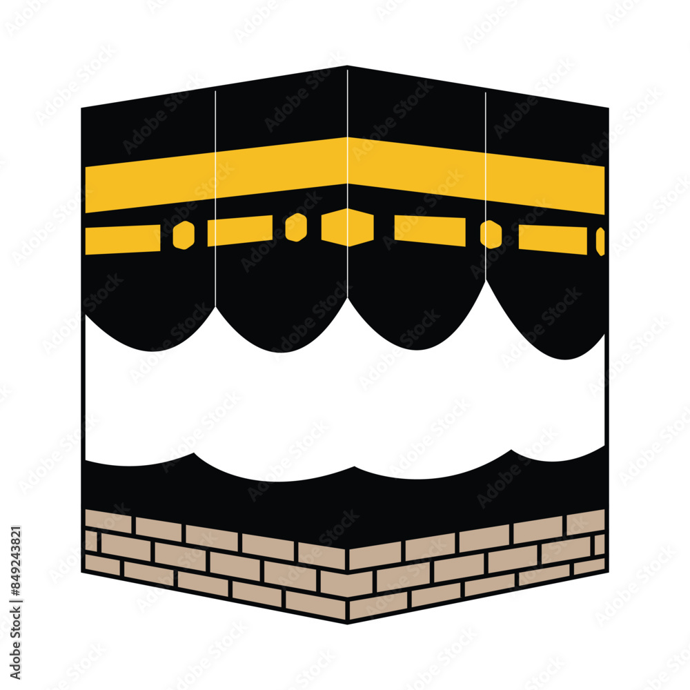 Kaaba Flat Design Ramadan Icon isolated on transparent background. Holy Kaaba in Mecca Saudi ...