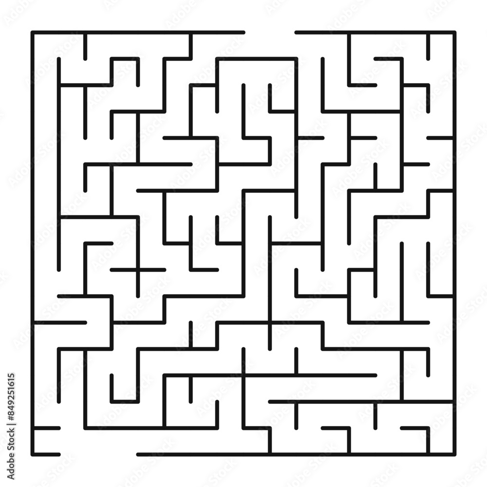 Maze shape design element. There is one entrance and exit and one correct path, but many paths ...