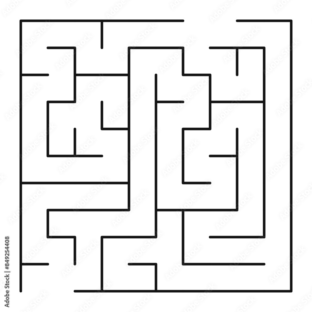Maze shape design element. There is one entrance and exit and one correct path, but many paths ...