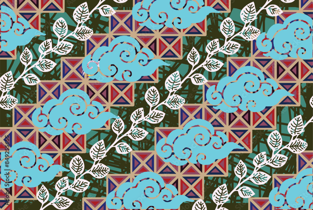 Motif Mega Mendung, batik motif typical of West Java Indonesia, curved ...