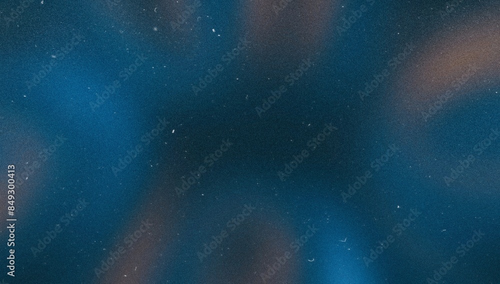 grainy colorful warm blue light leaks on black background with dust ...