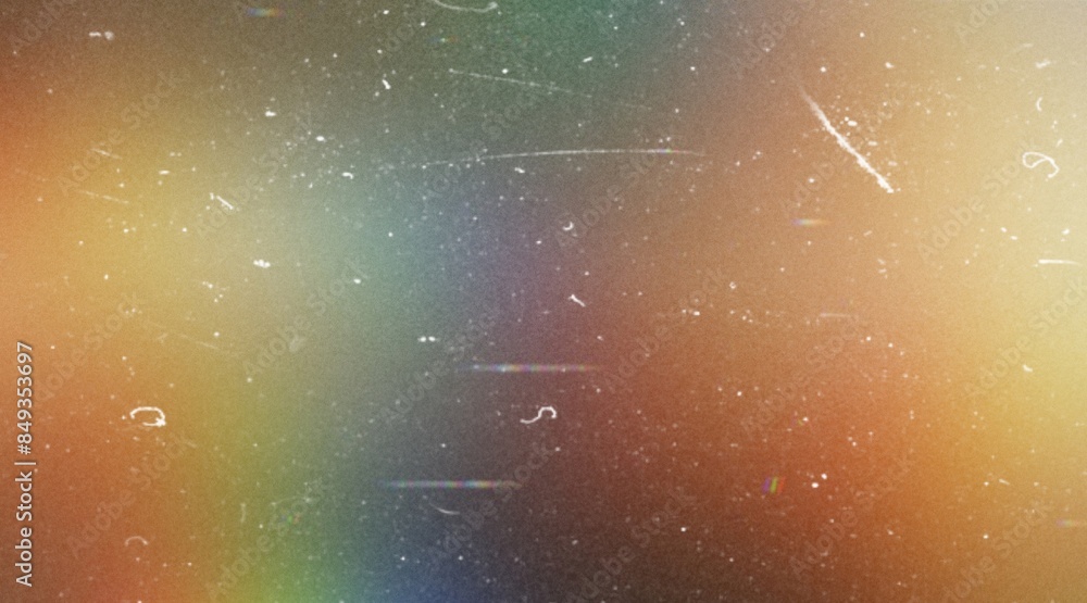 grainy colorful warm rainbow red light leaks on black background with ...