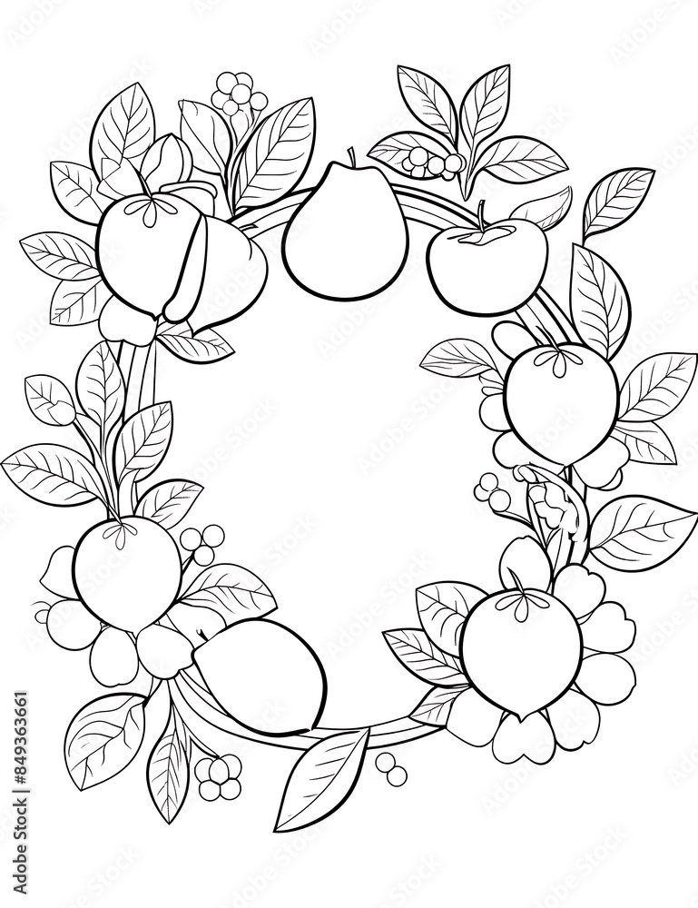 Fall Autumn Line Art Coloring Page. Cute Thanksgiving Design for Kids ...