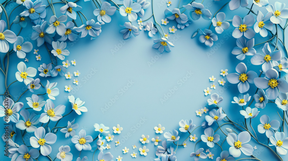 Forget me not flower motif background flat design front view, natural ...