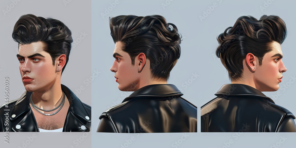 Hairstyle (Greaser Hair): A figure with greaser-style hair ...