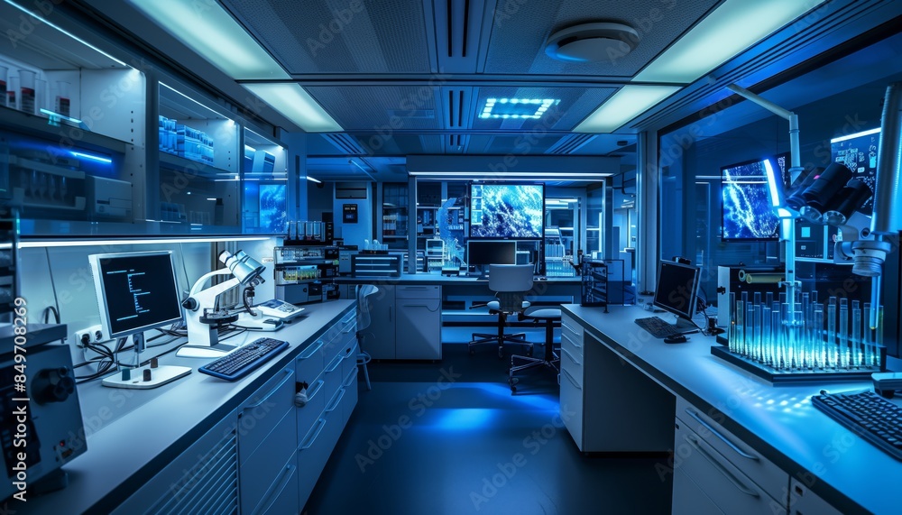 Modern laboratories equipped with advanced equipment such as electron ...