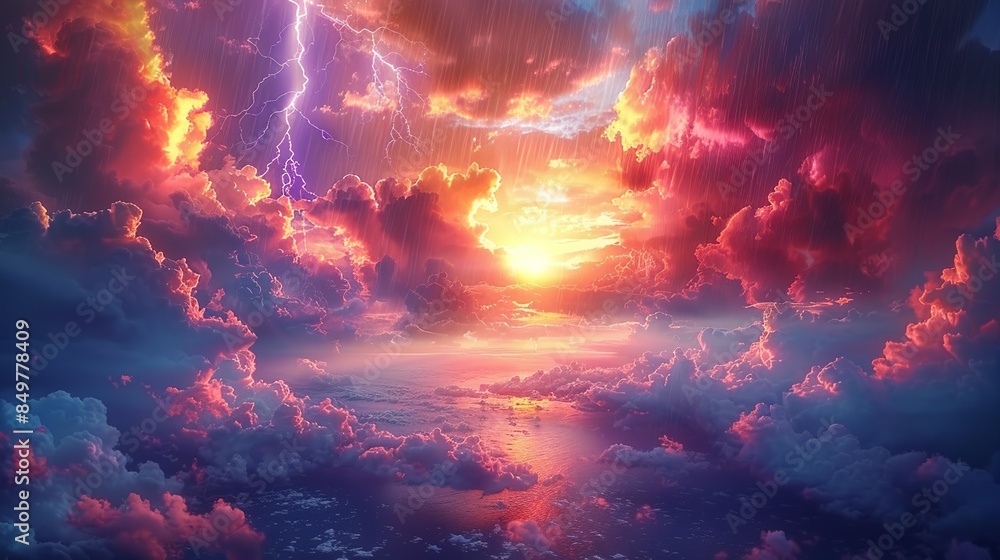 A striking image of a dramatic sky filled with boiling, dark clouds ...