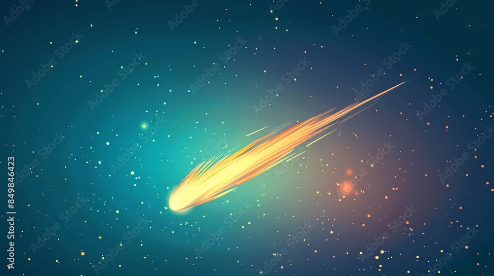 Comet flying through space flat design top view celestial theme ...