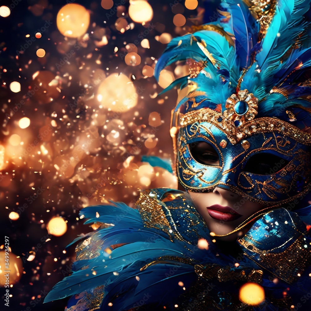 AI Image Generator, flyer or banner for the Venice carnival, mask on a ...