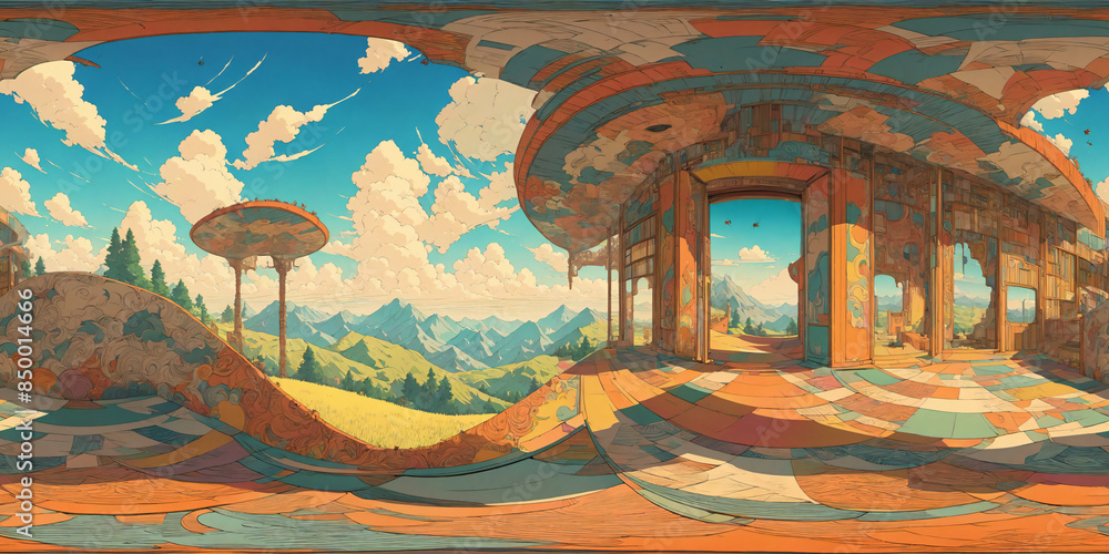 HDRI Anime and Cartoon Equirectangular Panorama A Stock Illustration ...