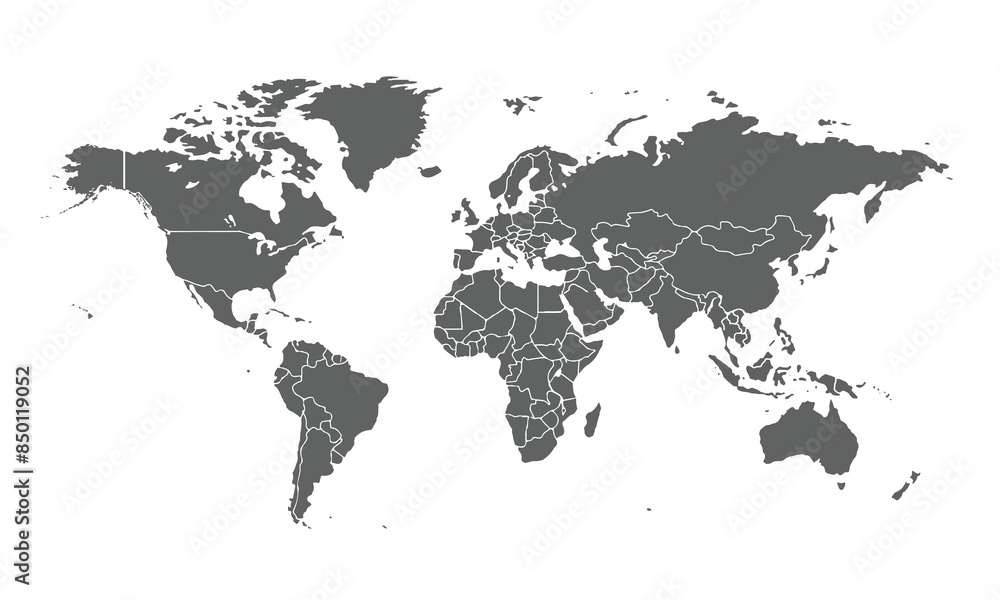 world map with countries isolated on white background. for website ...
