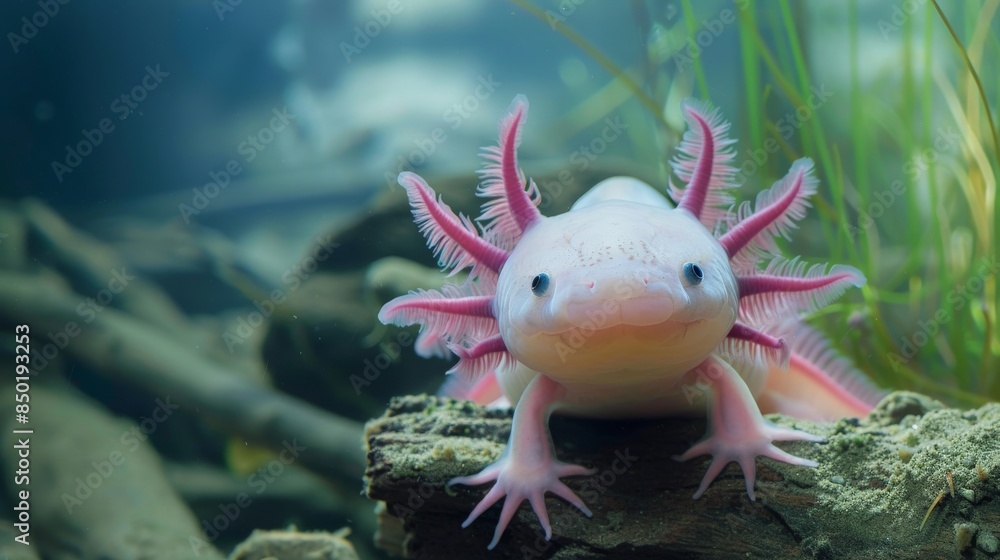 Axolotl, a cute aquatic salamander with a unique smile, can regenerate ...