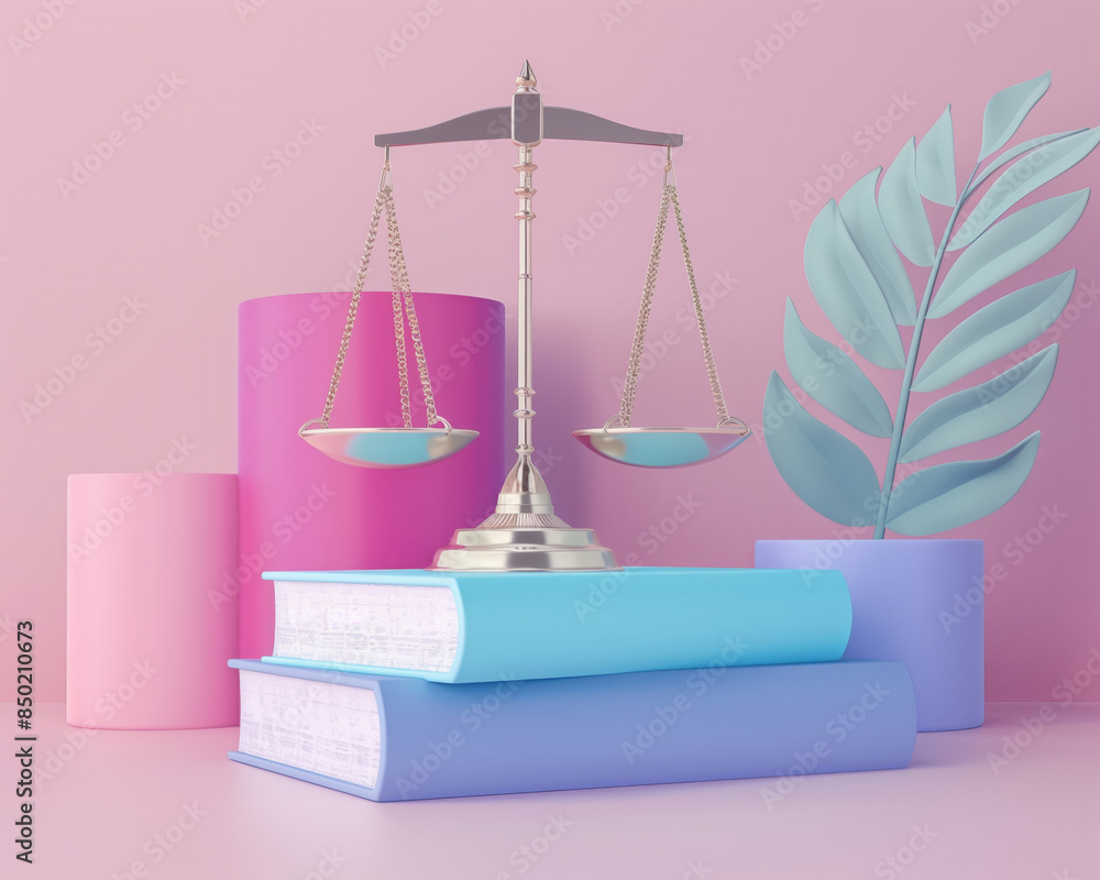 Colorful composition of legal symbols with scales of justice, books ...
