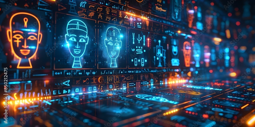 From Hieroglyphs to Emojis A Digital Transformation. Concept Digital ...