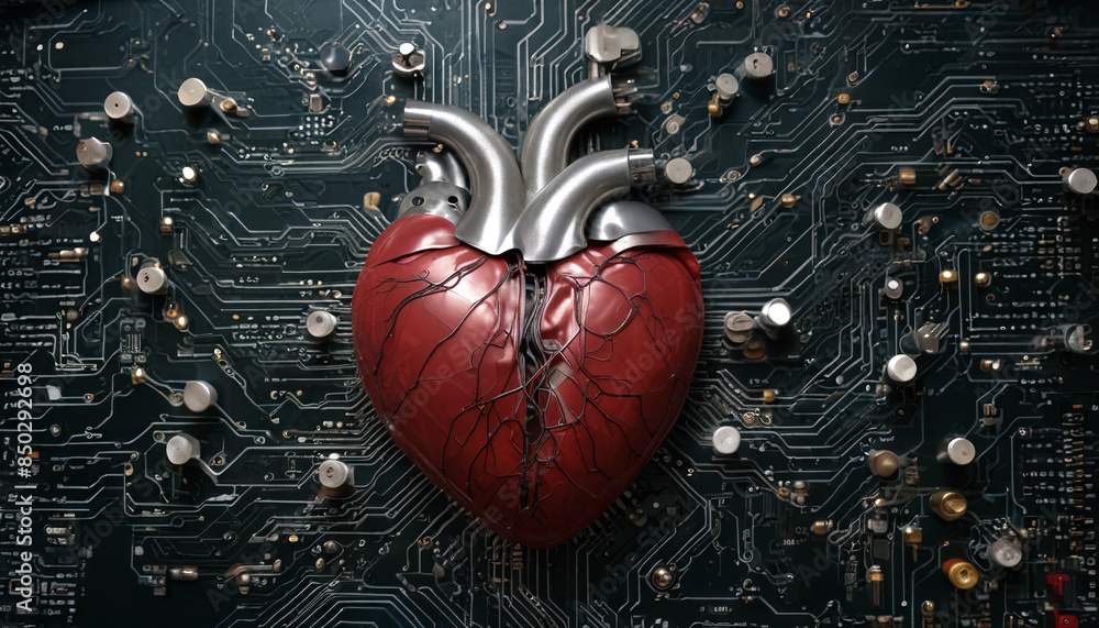 High-Resolution Digital Art of Cybernetic Heart: Advanced Technology ...