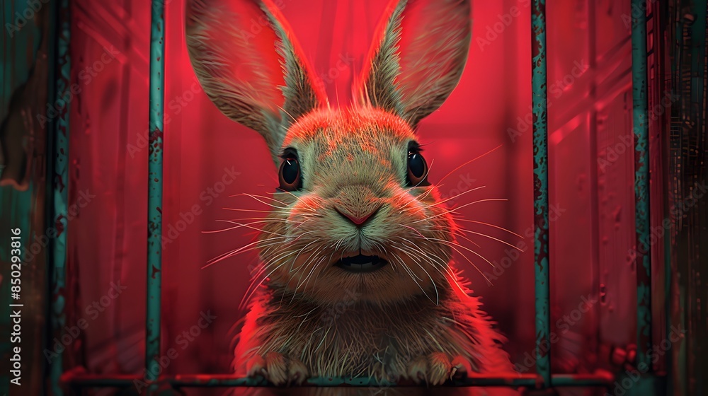 Line Vector, A rabbit escaping from a cage under the Big Top, hinting ...