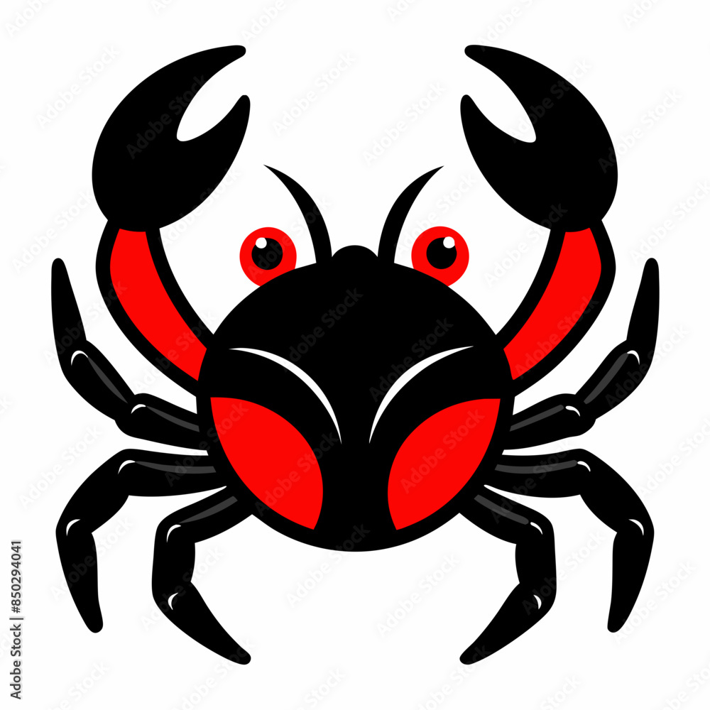 Solid black outline Fiddler Crab animal vector svg Stock Vector | Adobe ...