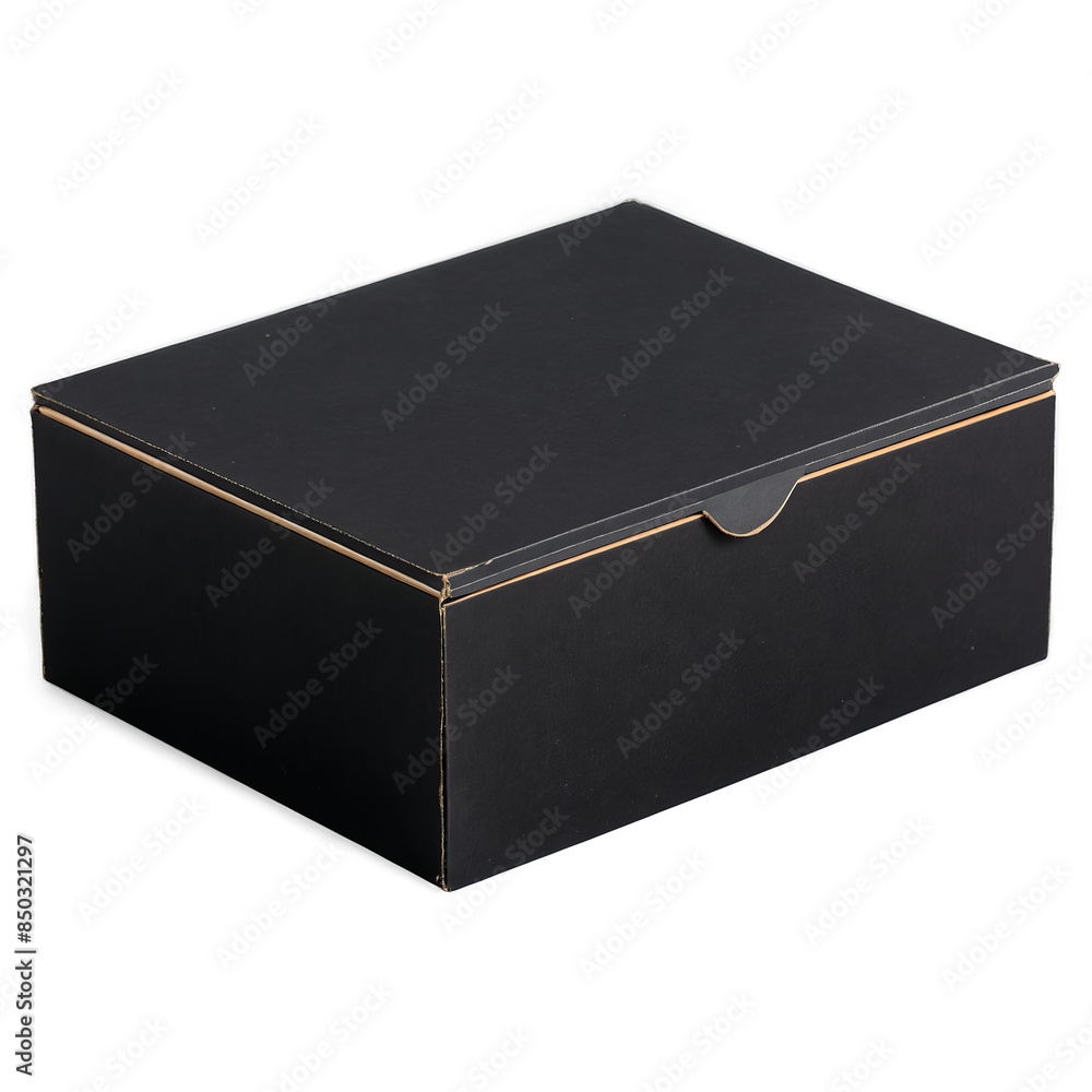 Black cardboard box with a subtle texture and reflective highlights on ...