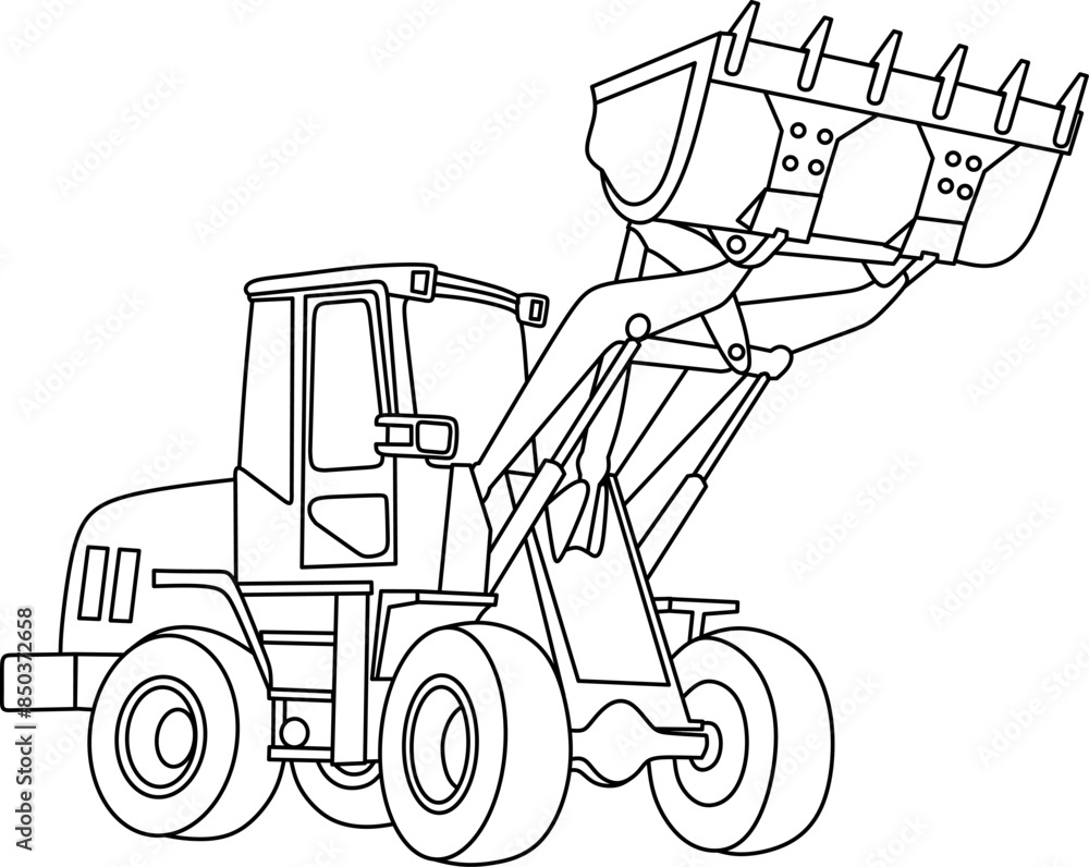 Bulldozer line art for coloring book page Stock Vector | Adobe Stock