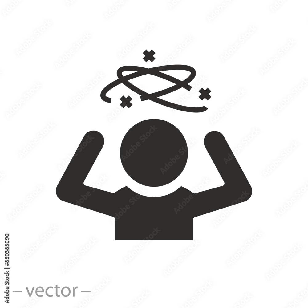 feeling dizzy icon, headache person, vertigothin discomfort, dizziness ...
