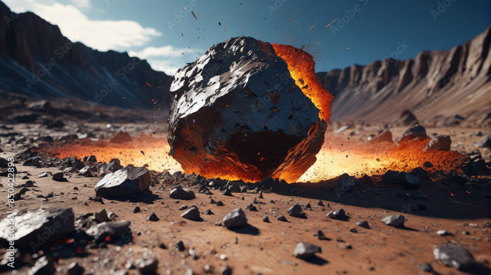 The terrifying spectacle of a meteorite impact, reshaping the Earth's ...