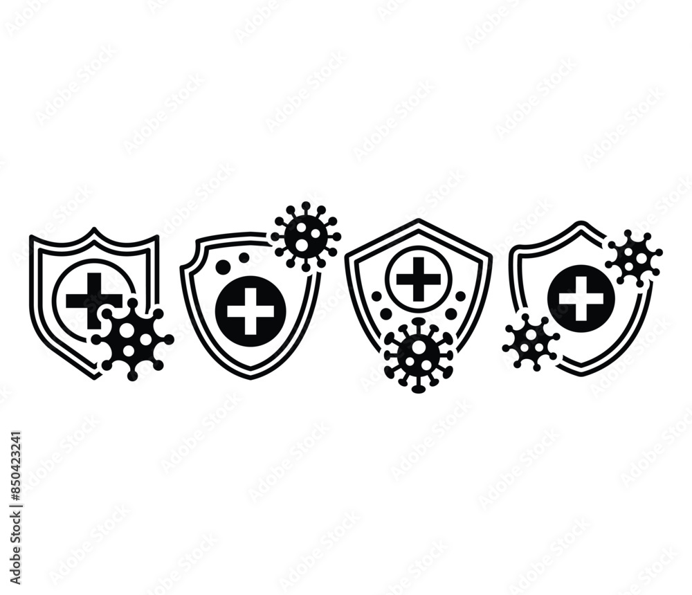 immunity icons symbol sign badge vector design simple line black white ...