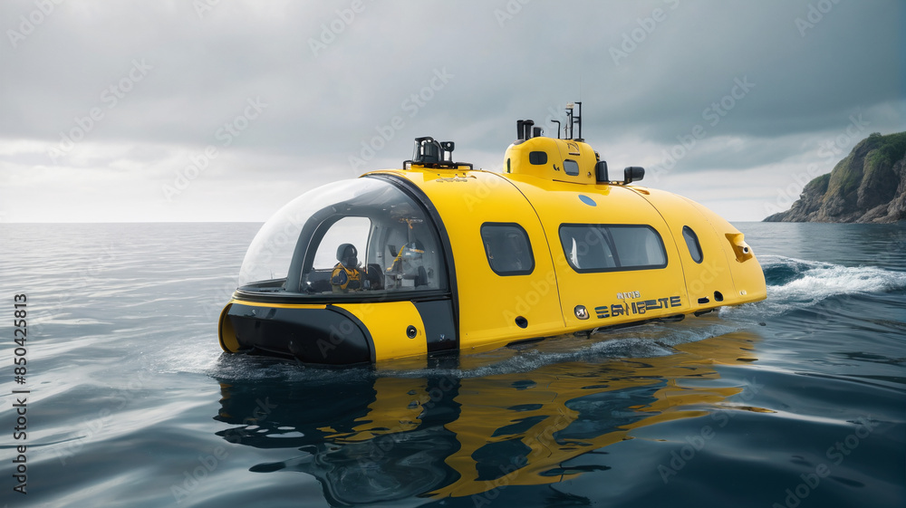 State-of-the-art submersible pod, equipped with advanced life support ...