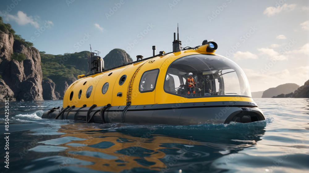 State-of-the-art submersible pod, equipped with advanced life support ...