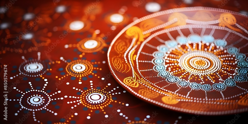 Aboriginal dot painting illustrates Dreamtime stories land connections ...