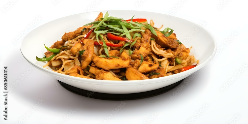 Chicken Kottu dish on white background. Concept Sri Lankan Cuisine ...