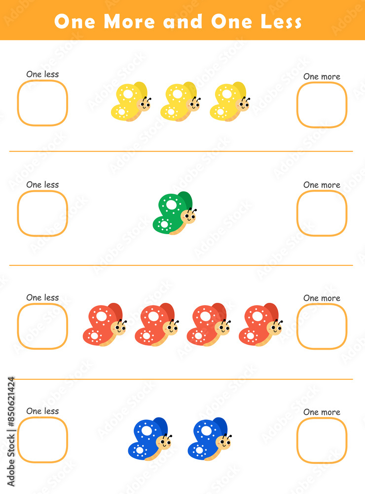 One More One Less Picture And Number Worksheet. Counting Games for ...