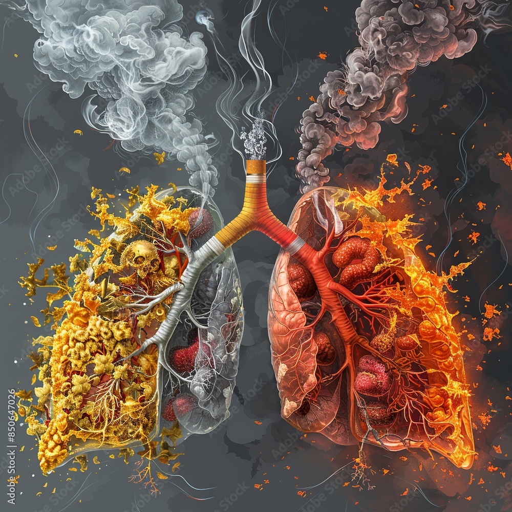 Foto de Stock Explore the devastating effects of cigarette smoke on ...