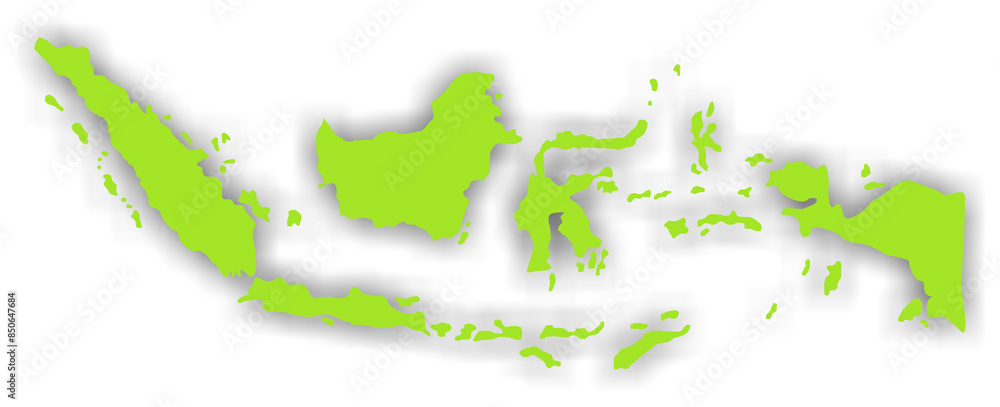 Indonesian Map in Green Color, Map of Indonesia, can use for App, Art ...