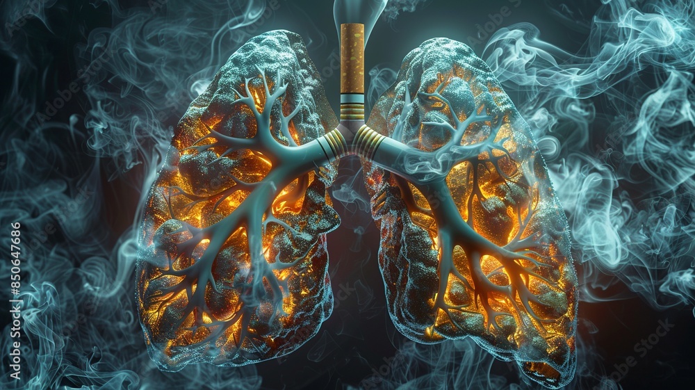 Photo Stock Explore the devastating effects of cigarette smoke on lung ...
