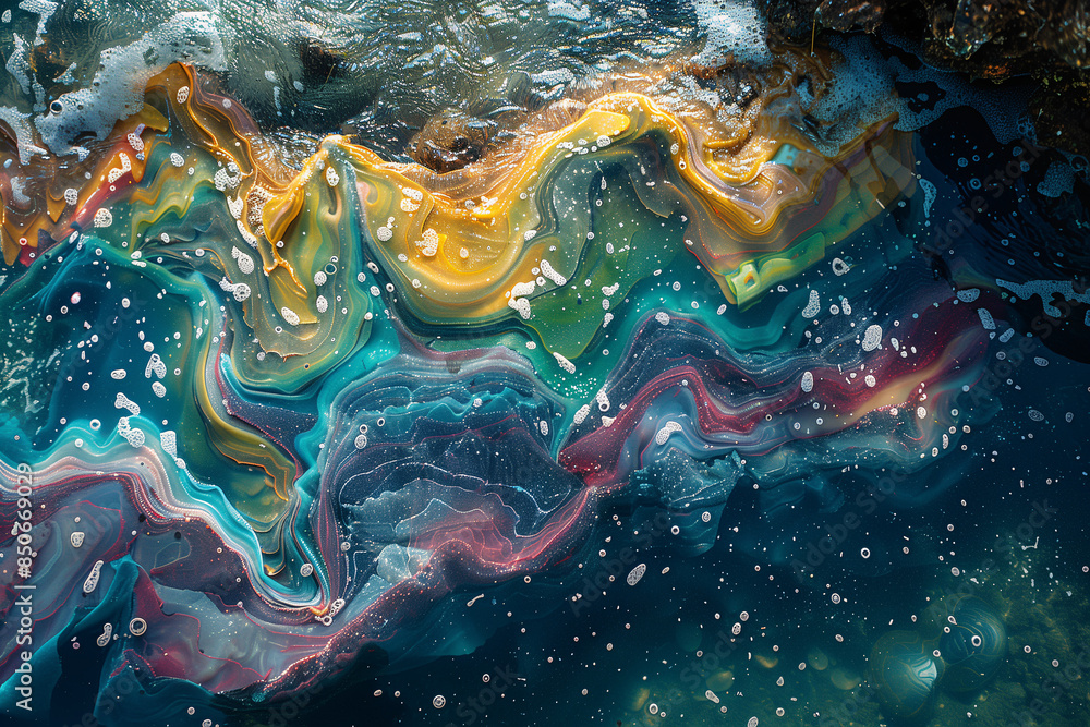 Foto de Stock High-resolution image of microplastic pollution in a ...