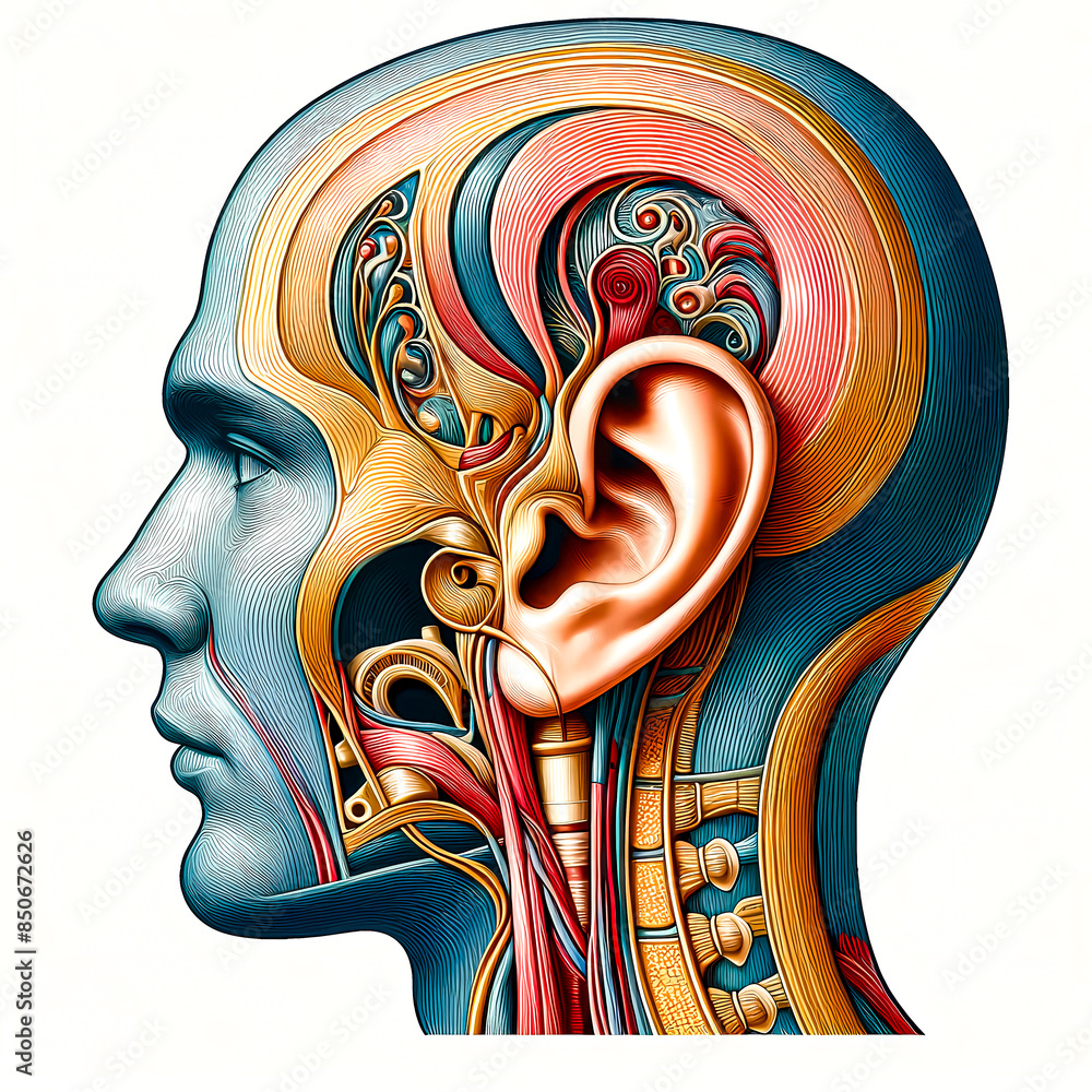 Vector illustration showing cross section of human ear anatomy ...