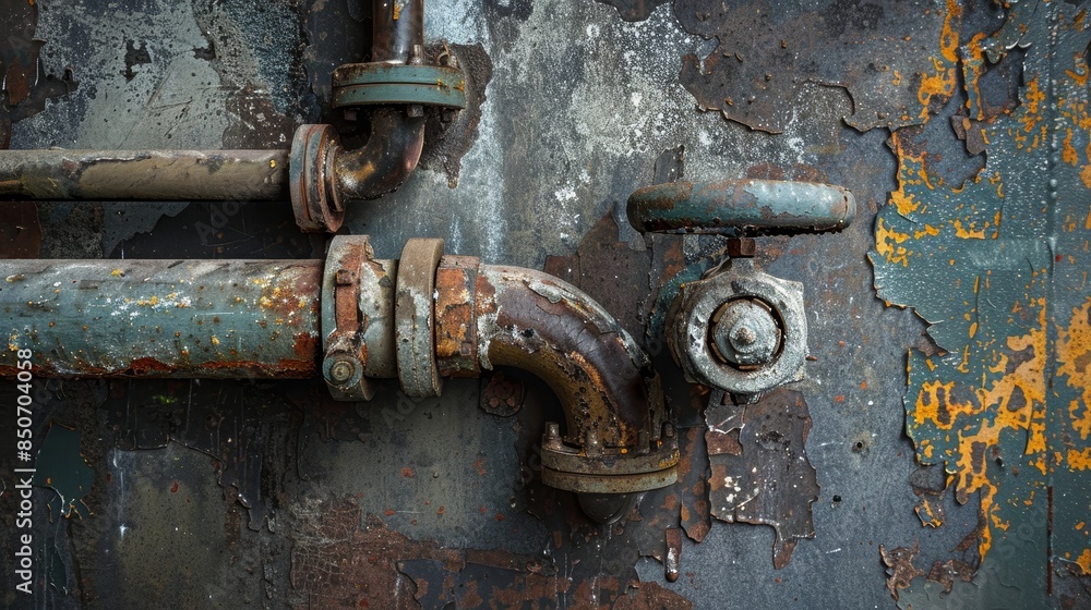 Exposed sewage pipes and condensate drainage under a basin, industrial ...