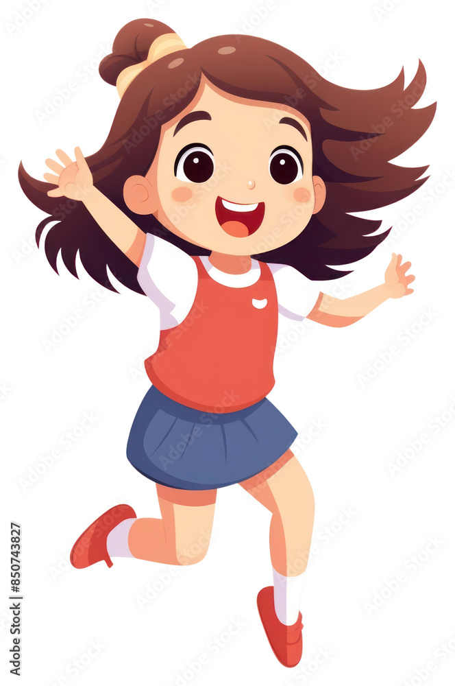 PNG Happy little girl jumping cartoon cute white background. Stock ...