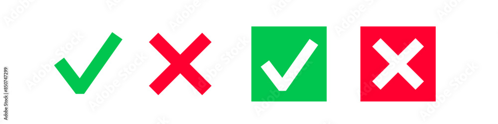 Green check mark, red cross. Check mark icon. Stock Vector | Adobe Stock
