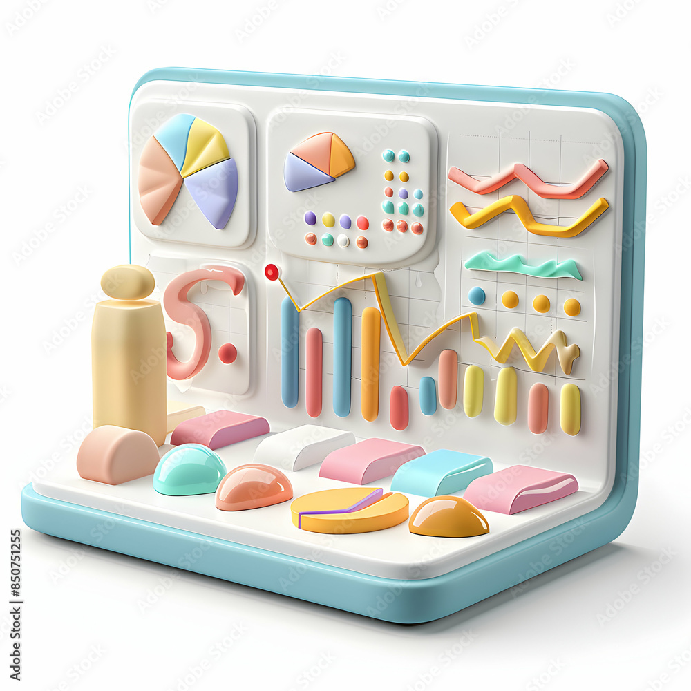 3D Flat Icon of ERP Dashboard and Chart with Copy Space for Business ...