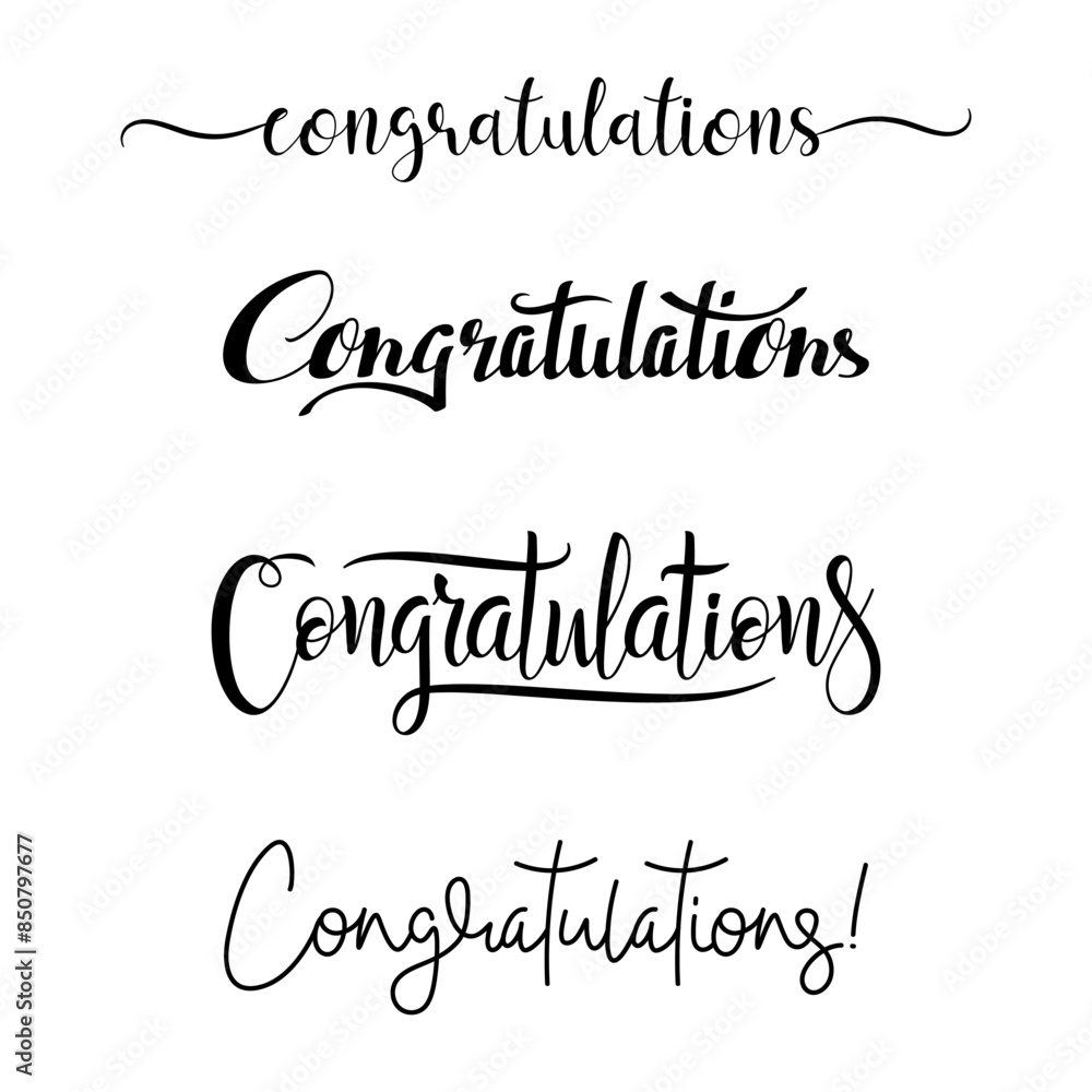 Congratulations handwritten text calligraphy lettering illustration in ...