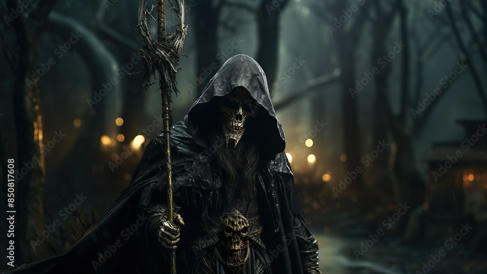 Stock-Foto „Grim Reaper - Skeleton, Skull, Death, Dead, Evil Monster ...