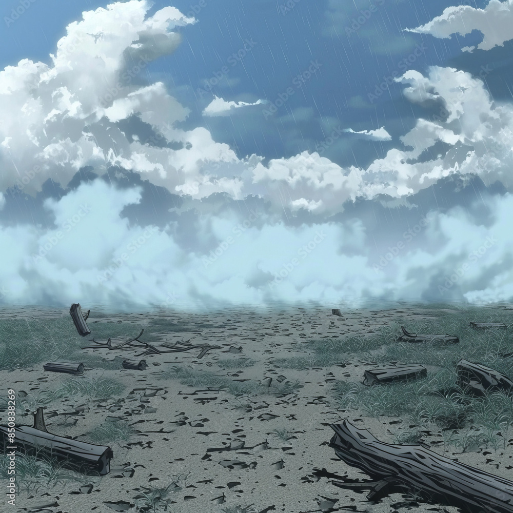 Stormy Beach Battle Map with Driftwood and Looming Clouds Gen AI Stock ...