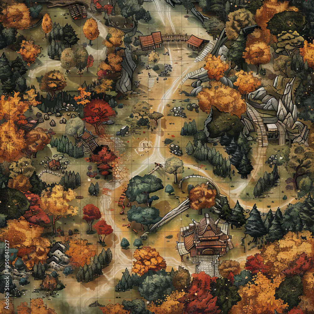 Fantasy Tabletop Adventure DND Battle Map for Role-Playing Games Gen AI ...