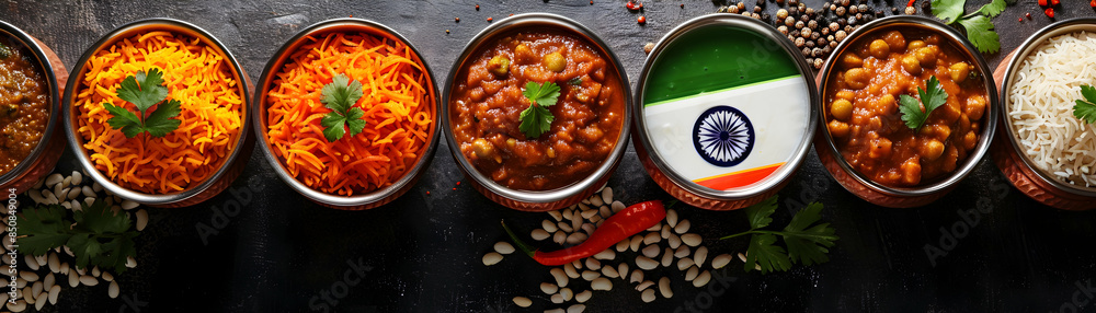 Realistic Indian Cuisine and Flag Concept with Ample Space for Copy and ...