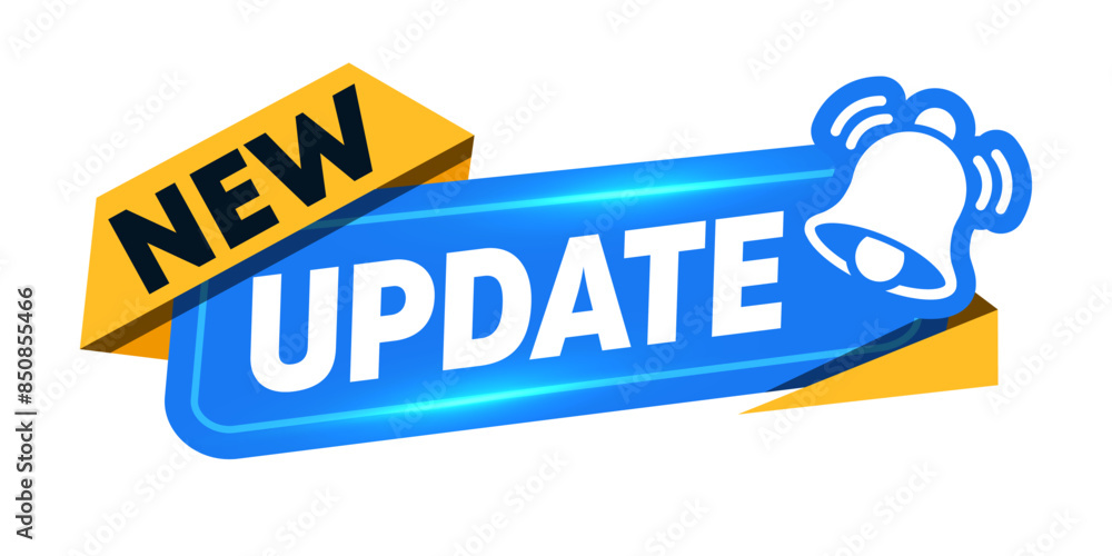 New update banner design on white background. Web banner element ...