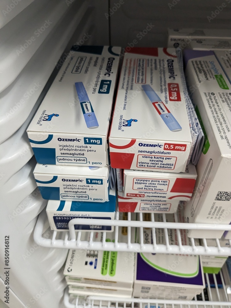 Prague,Czech republic-June 17 2024: Ozempic box of medication with ...