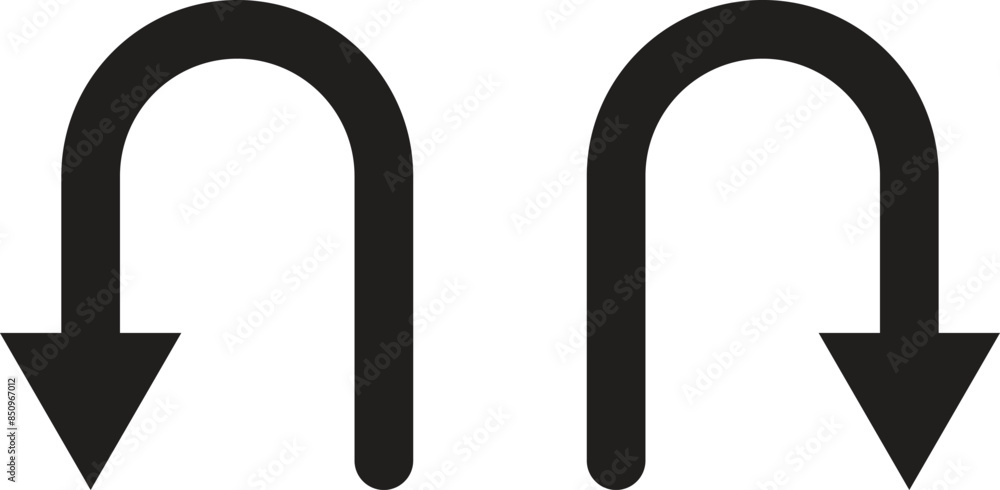 Return right and left icon set isolated on white background . Turn ...