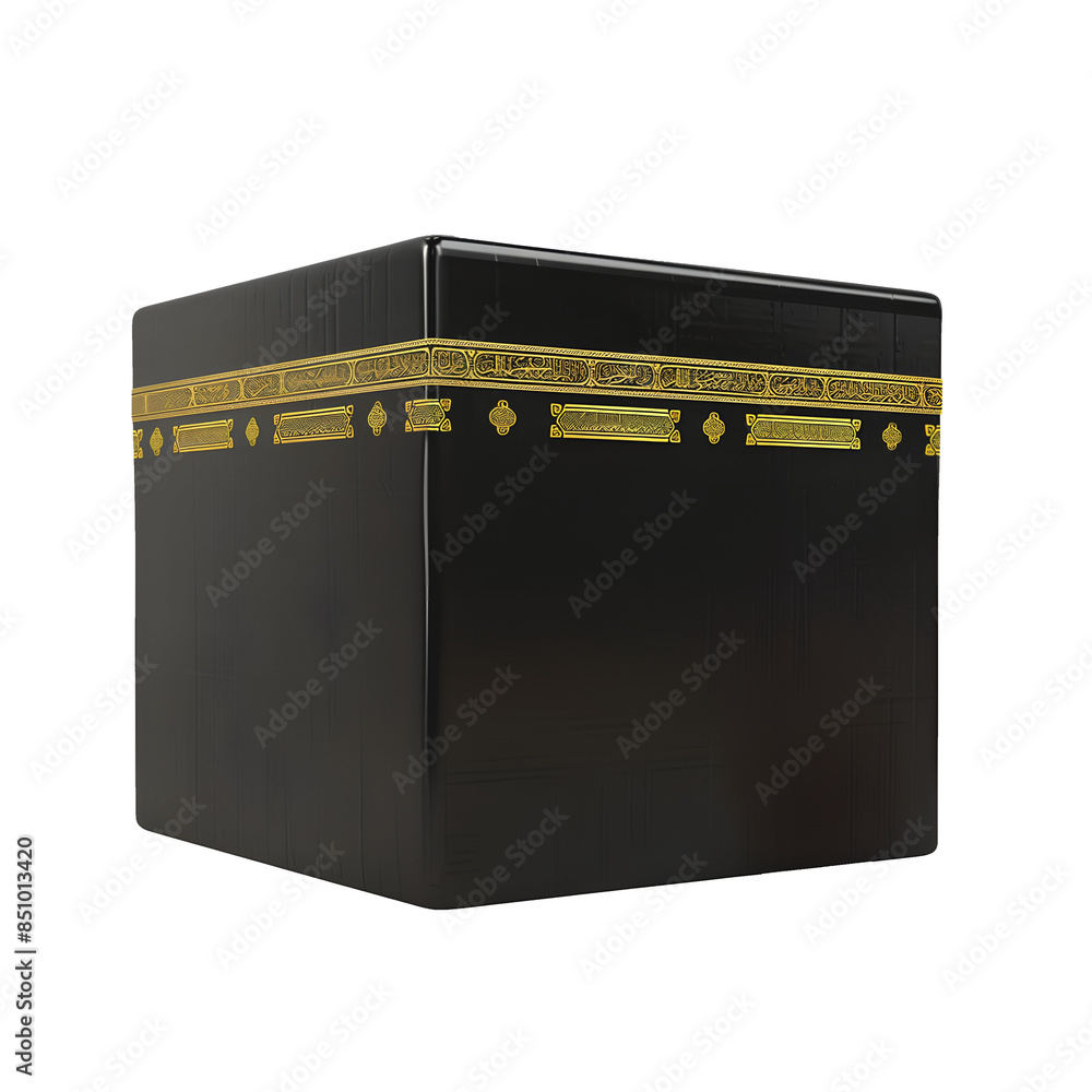 Kaaba model, holiest site in Islam located in Mecca. Black cube shape ...